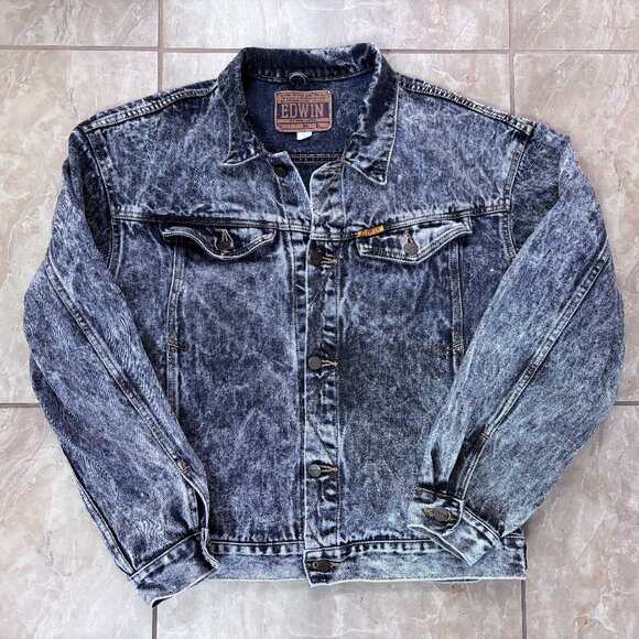 Edwin | Jackets & Coats | Vintage Edwin 8s Acid Wash Jean Jacket Sz L ...